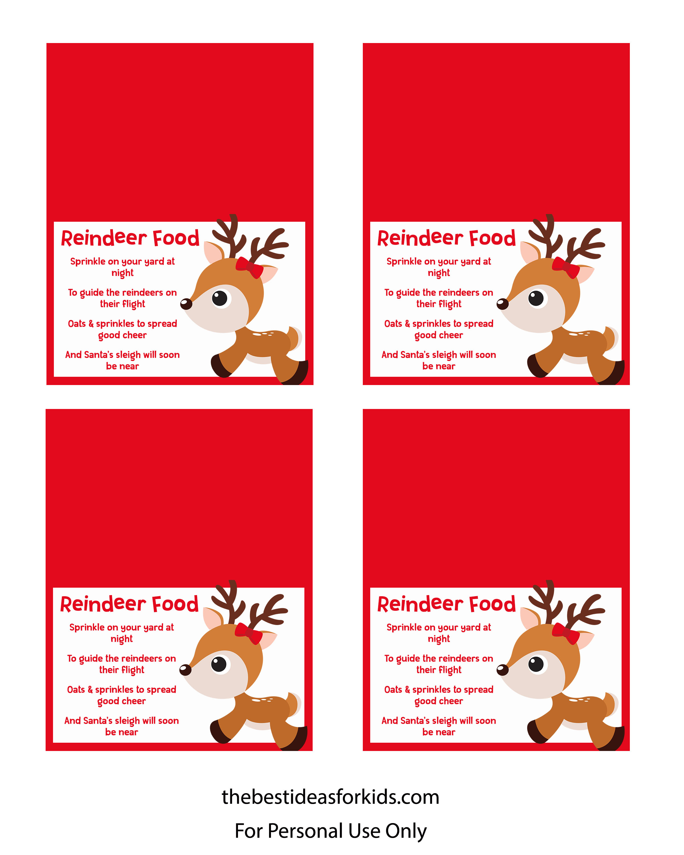 Reindeer Food Printable Tags Christmas Favor Bag