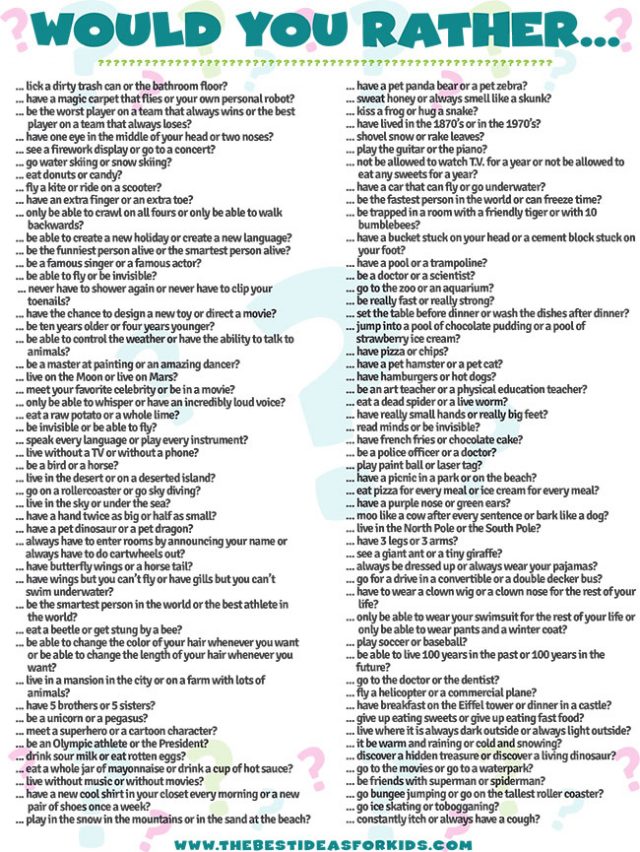 100 Would You Rather Questions For Kids The Best Ideas For Kids