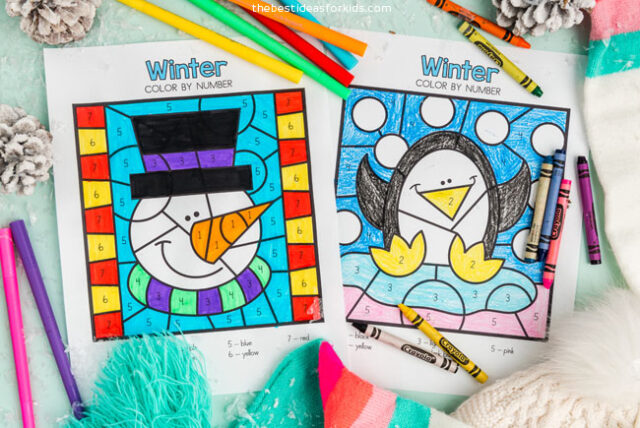 Winter Color By Number (Free Printables) - The Best Ideas for Kids