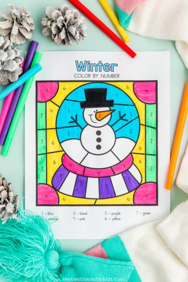 Winter Color By Number (Free Printables) - The Best Ideas for Kids