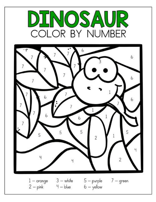 Dinosaur Color By Number (Free Printables) - The Best Ideas for Kids