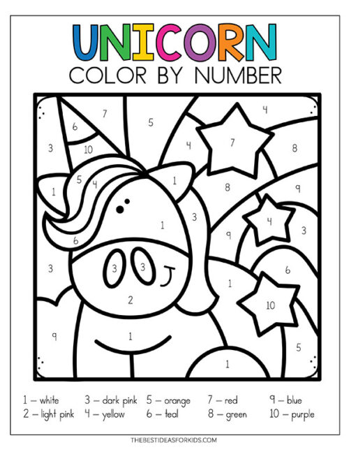 Unicorn Color By Number (Free Printables) - The Best Ideas for Kids