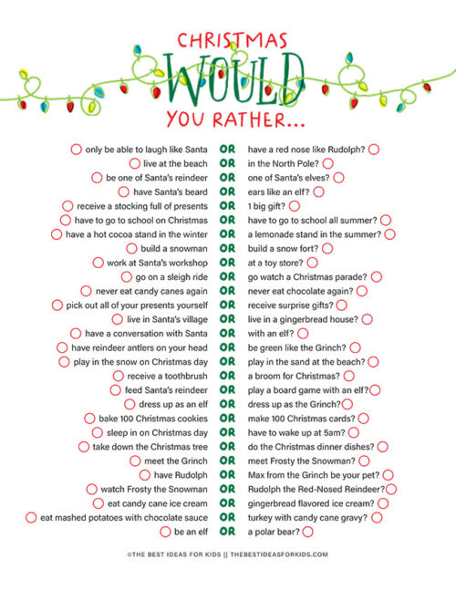 50+ Christmas Would You Rather (Free Printables) - The Best Ideas for Kids