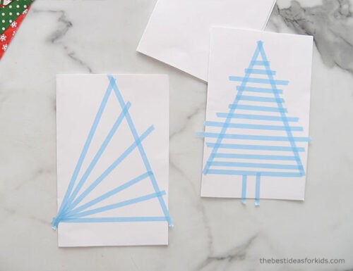 Tape Resist Christmas Tree Cards - The Best Ideas for Kids