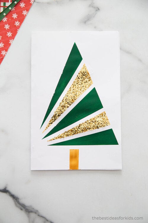 Tape Resist Christmas Tree Cards - The Best Ideas for Kids