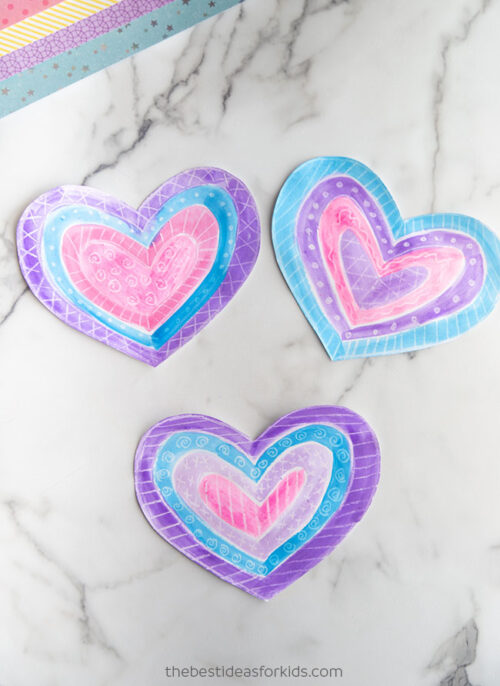 Crayon Resist Hearts - The Best Ideas for Kids