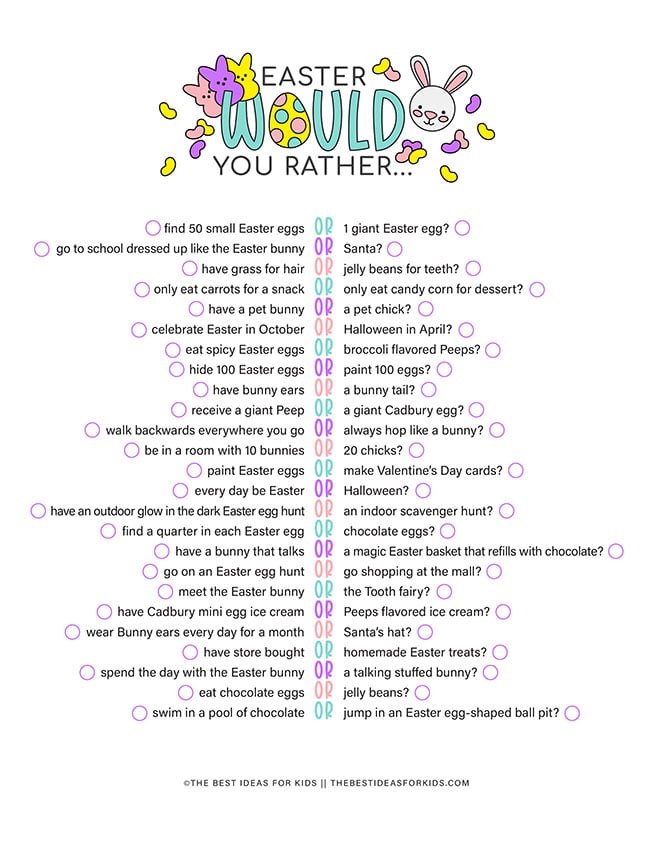 Easter Would You Rather Questions (Free Printables) - The Best Ideas ...