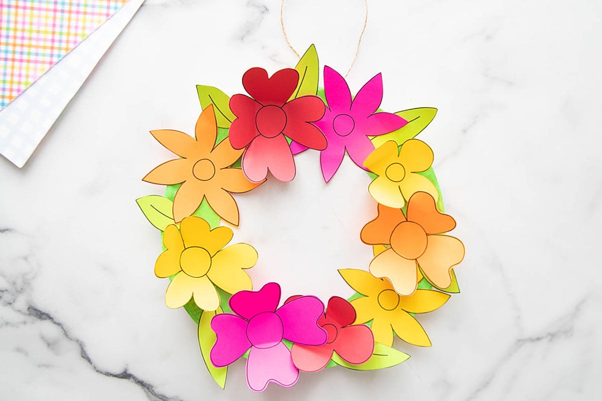 Paper Flower Wreath (Free Template) - The Best Ideas for Kids