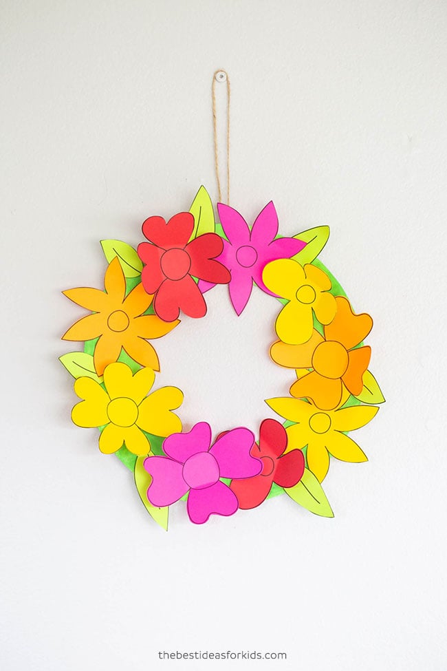 Paper Flower Wreath (Free Template) - The Best Ideas for Kids