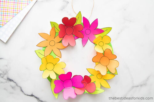 Paper Flower Wreath (Free Template) - The Best Ideas for Kids