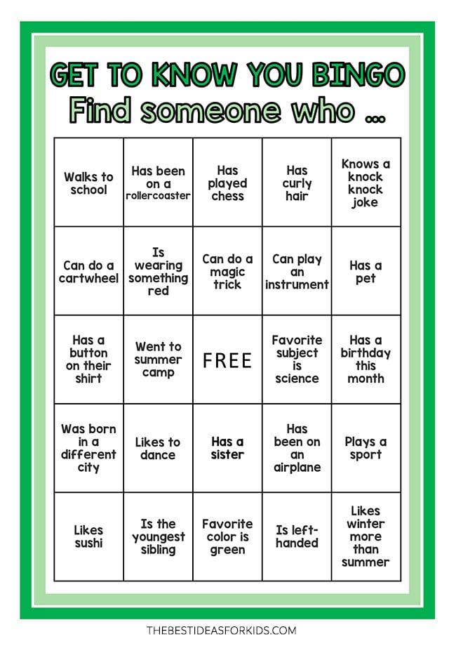 Get To Know You Bingo (Free Printables) - The Best Ideas for Kids