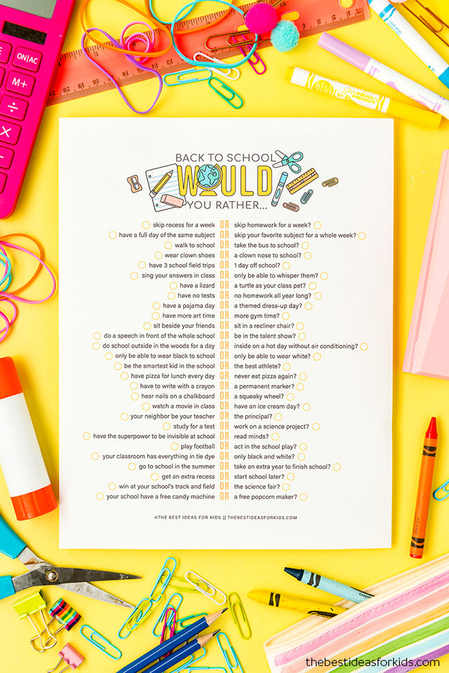 Back to School Would You Rather - The Best Ideas for Kids
