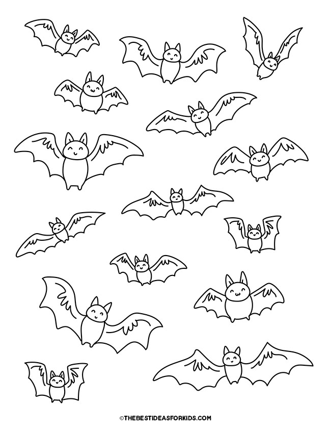 Bat Coloring Bats Halloween Pages Printable Drawing Outline Color Print ...