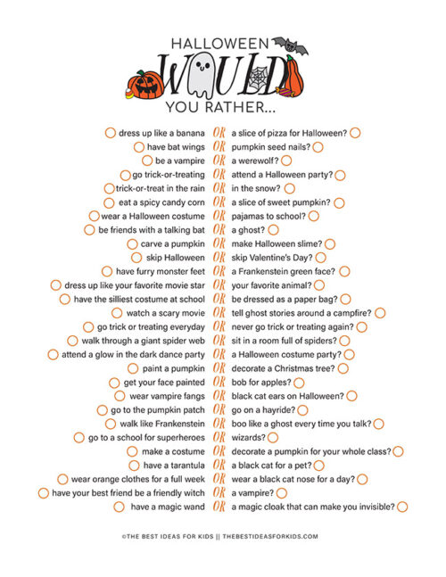 50 Halloween Would You Rather (Free Printables) - The Best Ideas for Kids