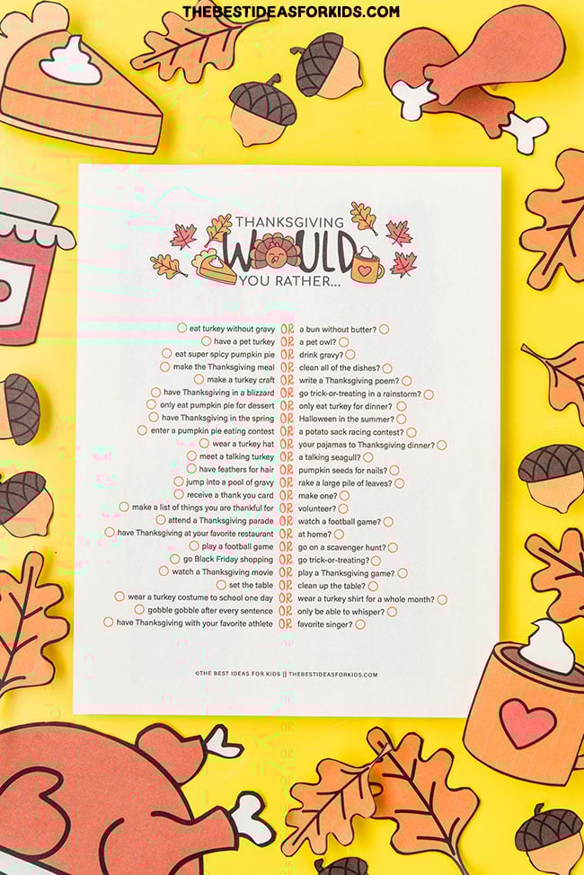 Thanksgiving Would You Rather (Free Printables) - The Best Ideas for Kids