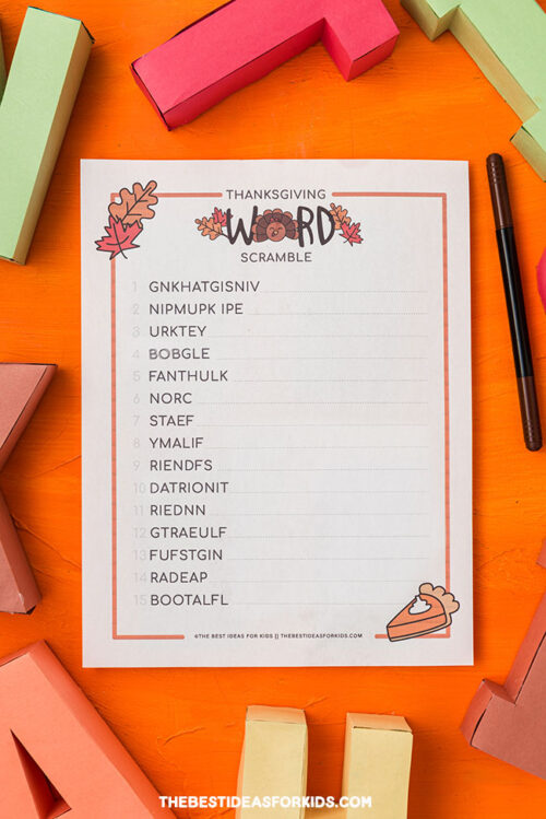Thanksgiving Word Scramble (Free Printable) - The Best Ideas for Kids