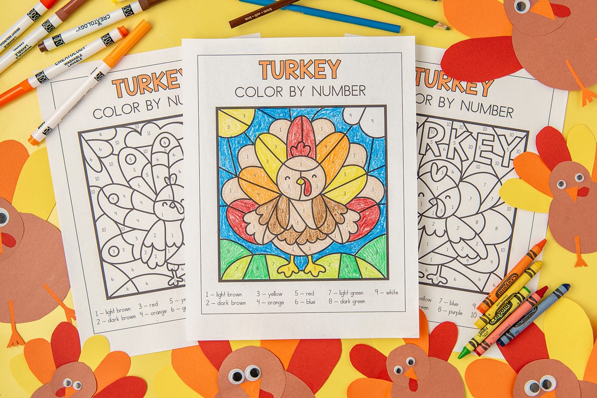 Turkey Color by Number (Free Printables) - The Best Ideas for Kids