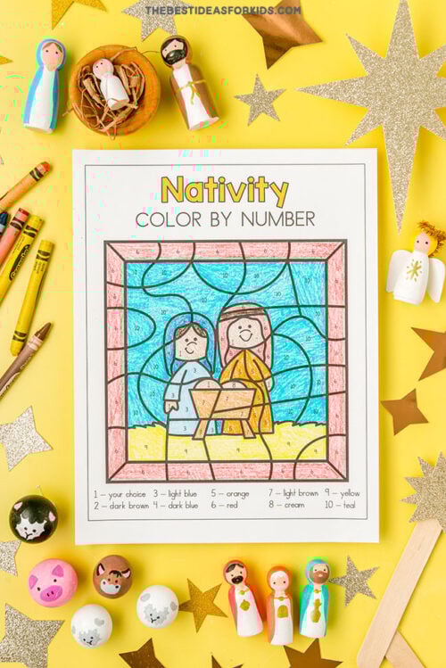 Nativity Color by Number (Free Printables) - The Best Ideas for Kids