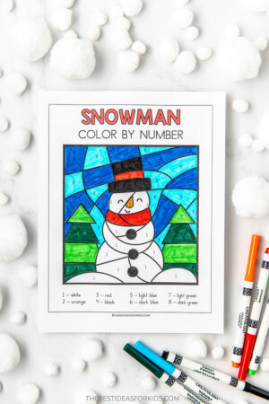 Snowman Color By Number (Free Printables) - The Best Ideas for Kids