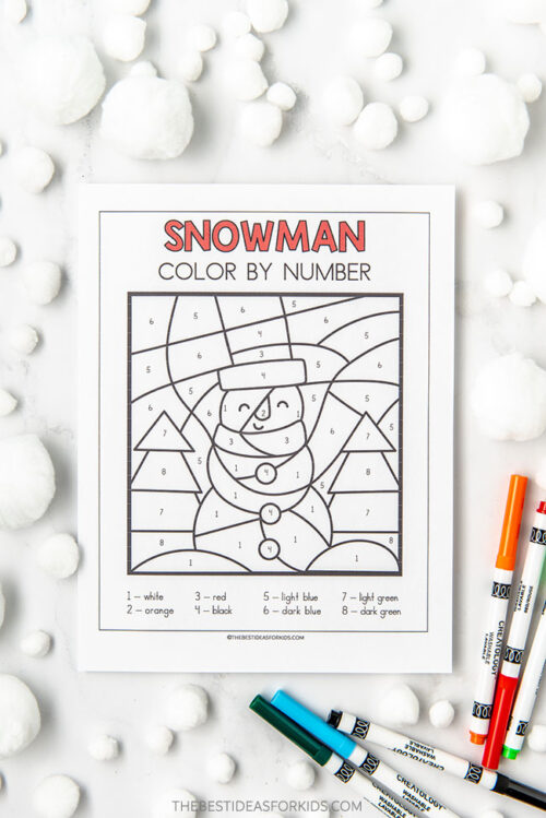 Snowman Color By Number (Free Printables) - The Best Ideas for Kids