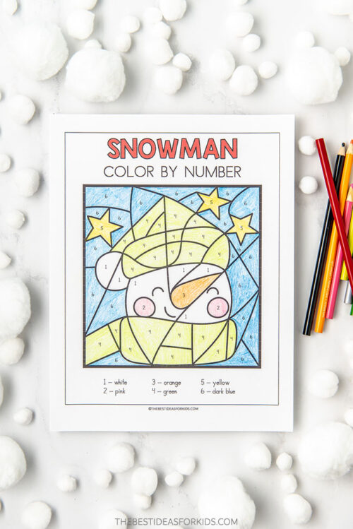 Snowman Color By Number (Free Printables) - The Best Ideas for Kids