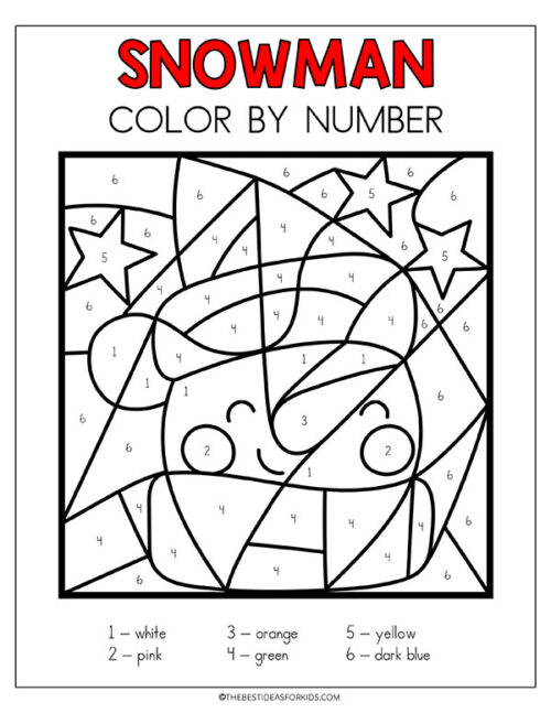 Snowman Color By Number (Free Printables) - The Best Ideas for Kids