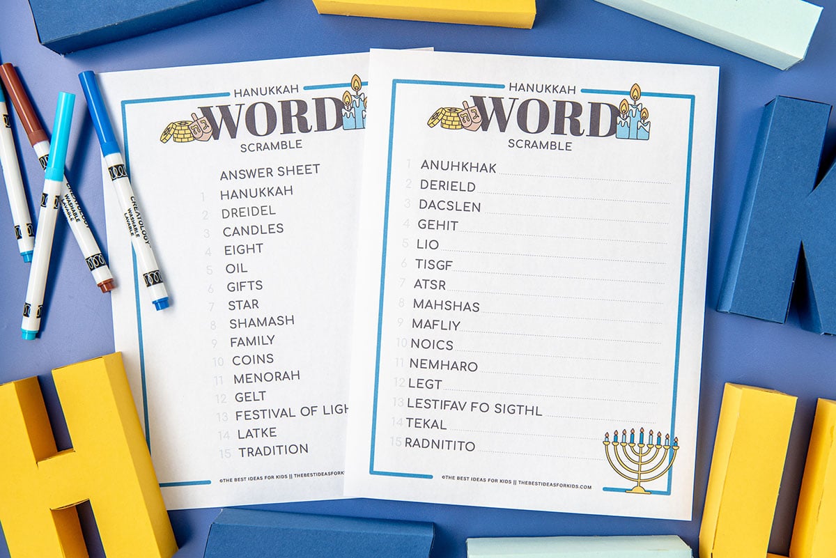 Hanukkah Word Scramble (Free Printable) - The Best Ideas for Kids