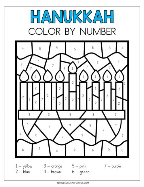Hanukkah Color by Number (Free Printables) - The Best Ideas for Kids