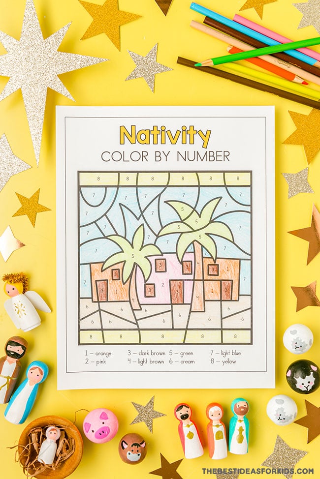 Nativity Color by Number (Free Printables) - The Best Ideas for Kids