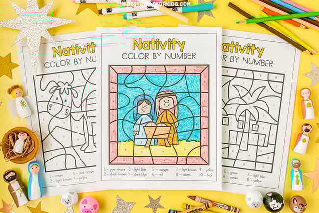 Nativity Color by Number (Free Printables) - The Best Ideas for Kids