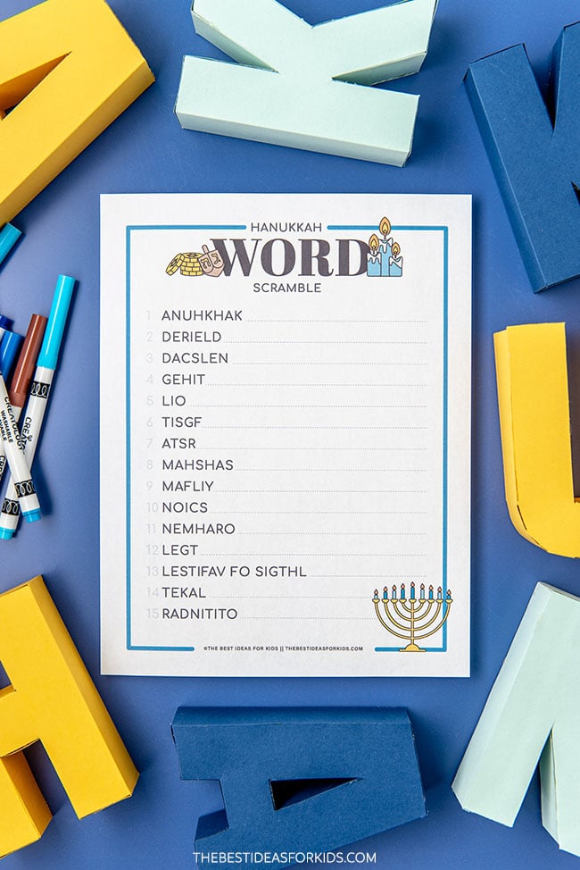 Hanukkah Word Scramble (Free Printable) - The Best Ideas for Kids