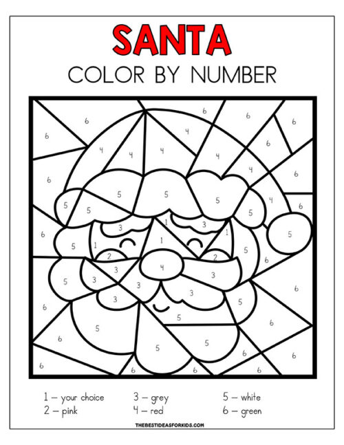 Santa Color by Number (Free Printables) - The Best Ideas for Kids