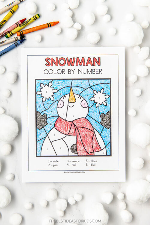Snowman Color By Number (Free Printables) - The Best Ideas for Kids