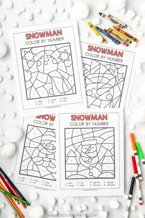 Snowman Color By Number (Free Printables) - The Best Ideas for Kids