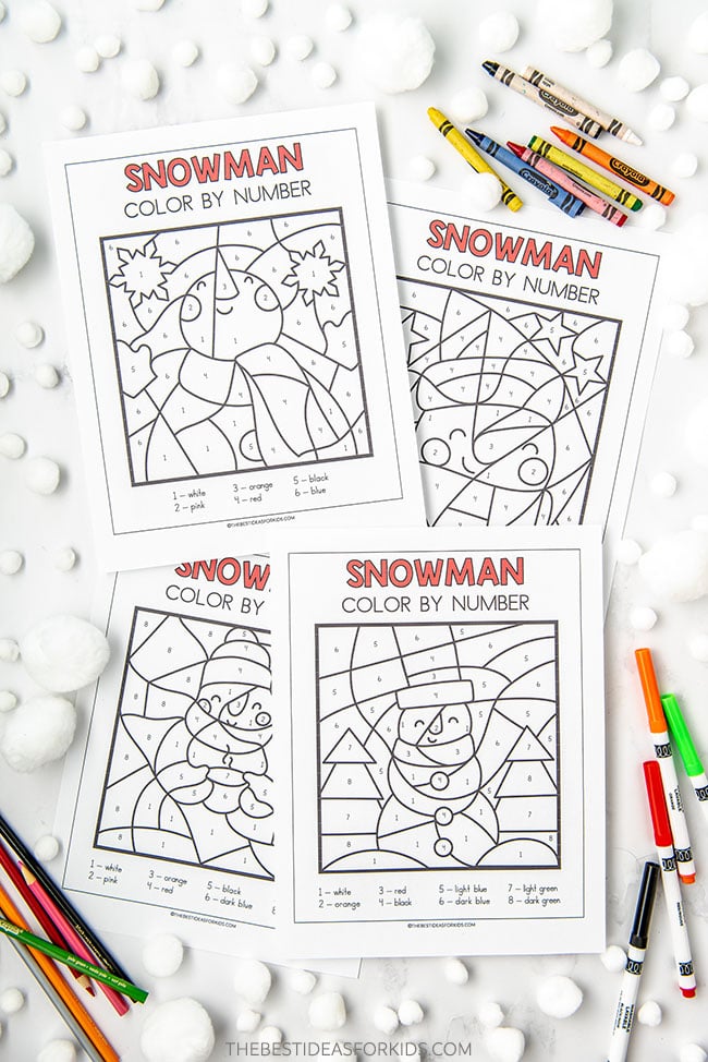 Snowman Color By Number (Free Printables) - The Best Ideas for Kids