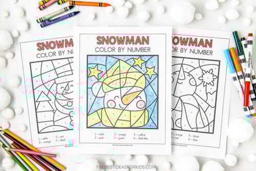Snowman Color By Number (Free Printables) - The Best Ideas for Kids