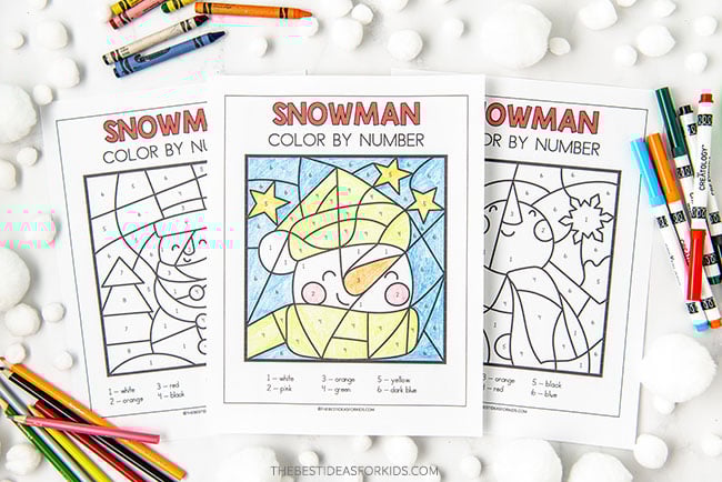 Snowman Color By Number (Free Printables) - The Best Ideas for Kids