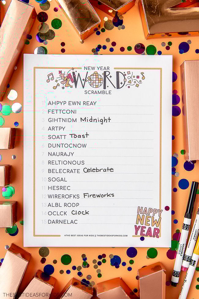New Years Word Scramble (Free Printable) - The Best Ideas for Kids