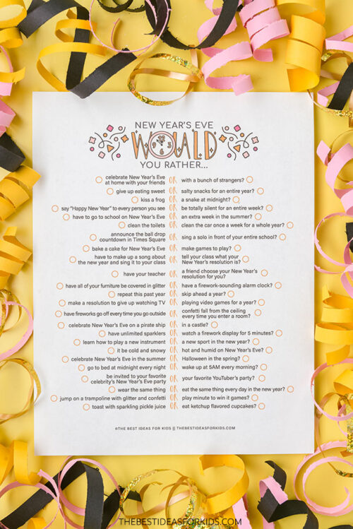 New Years Would You Rather (Free Printables) - The Best Ideas for Kids