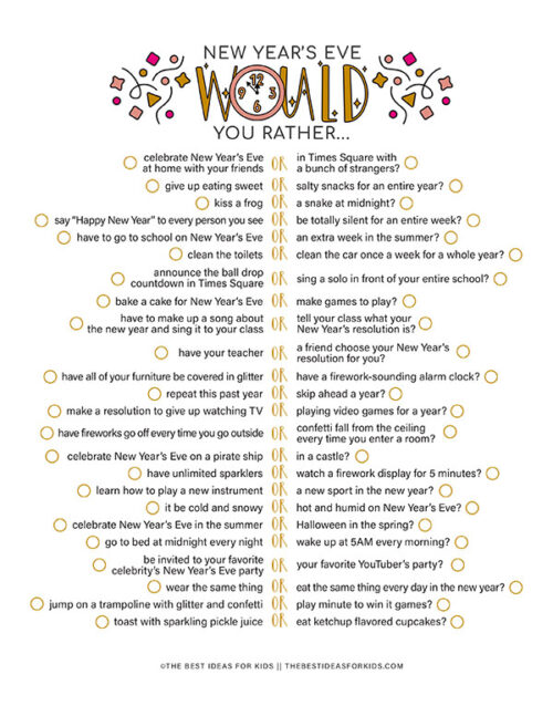 New Years Would You Rather (Free Printables) - The Best Ideas for Kids