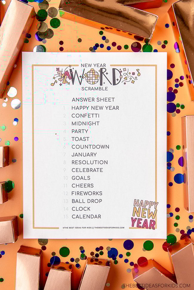 New Years Word Scramble (Free Printable) - The Best Ideas for Kids