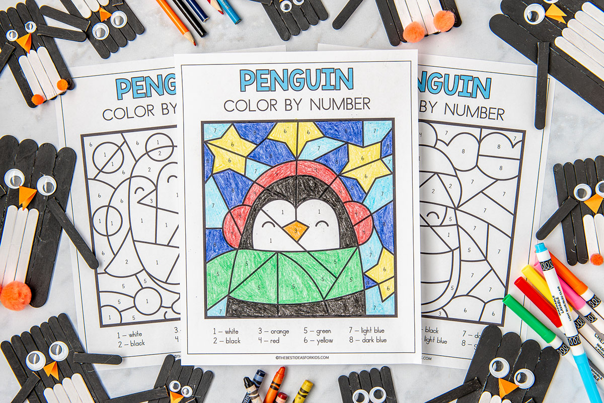 Penguin Color By Number (Free Printables) - The Best Ideas for Kids