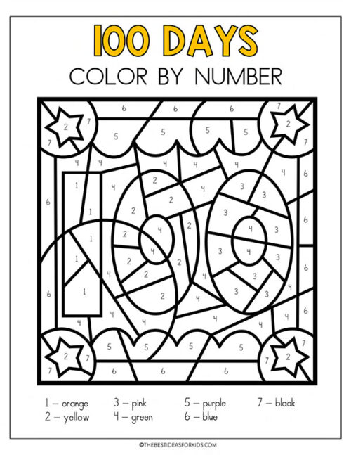 100th Day of School Color by Number (Free Printable) - The Best Ideas ...