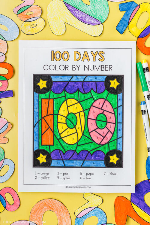 100th Day of School Color by Number (Free Printable) - The Best Ideas ...