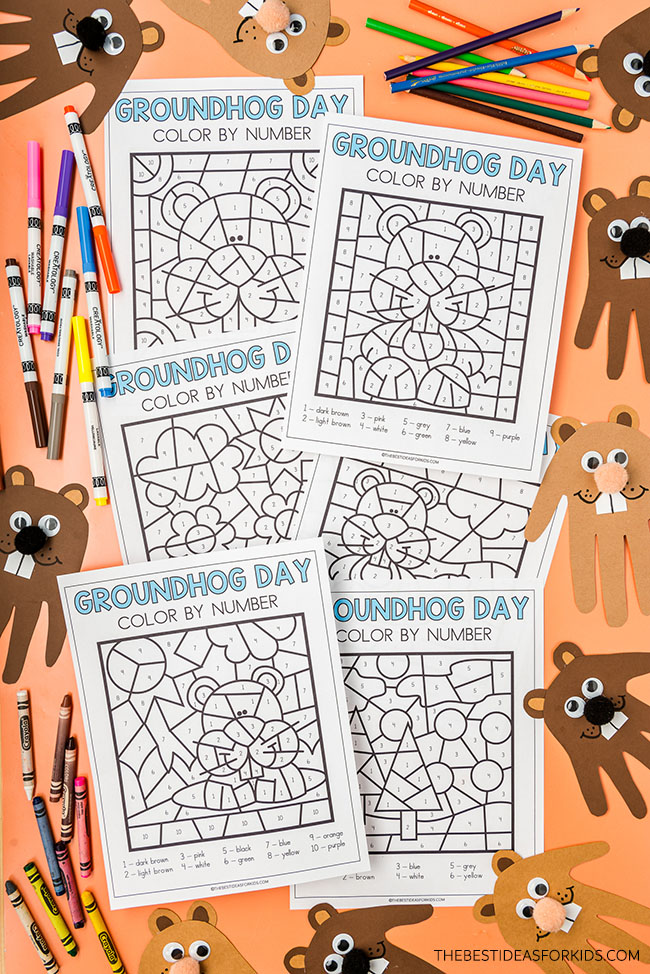 Groundhog Day Color By Number (Free Printables) - The Best Ideas for Kids