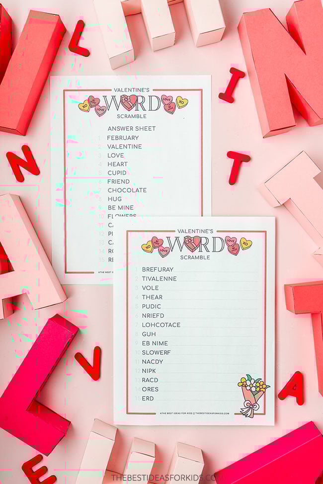 Valentine's Day Word Scramble (Free Printable) - The Best Ideas for Kids