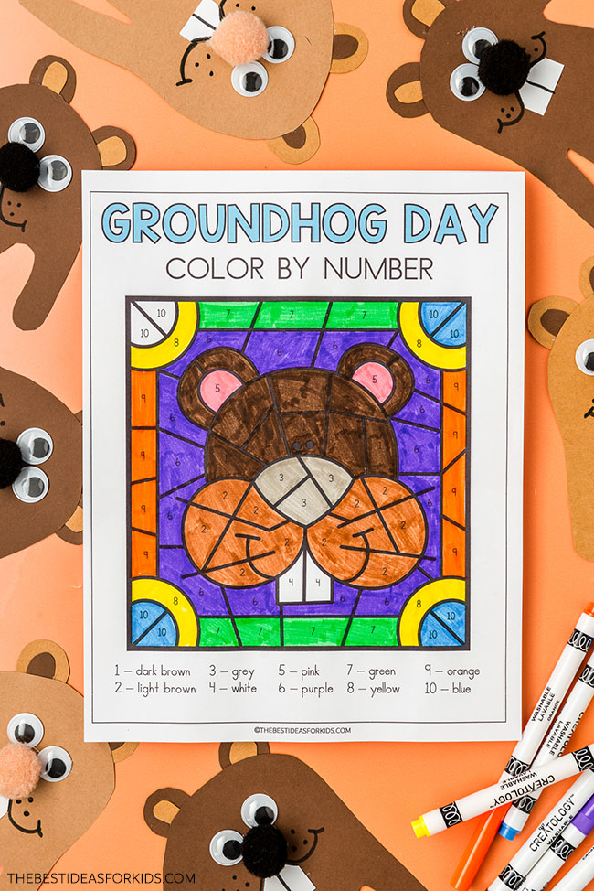 Groundhog Day Color By Number (Free Printables) - The Best Ideas for Kids