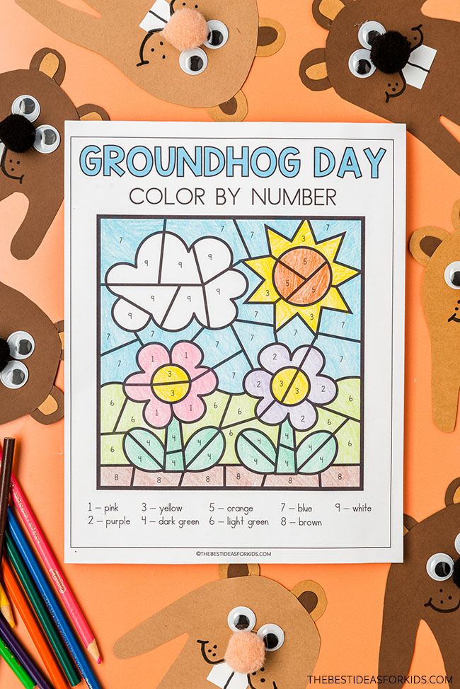 Groundhog Day Color By Number (Free Printables) - The Best Ideas for Kids
