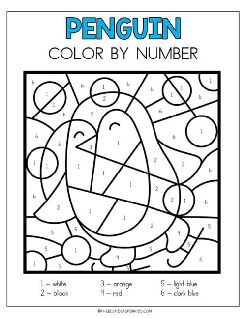 Penguin Color By Number (Free Printables) - The Best Ideas for Kids