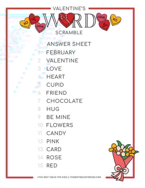 Valentine's Day Word Scramble (Free Printable) - The Best Ideas for Kids